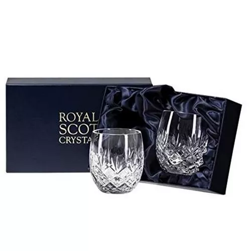 Royal Scot Edinburgh Crystal | Barrel Tumbler | Boxed Pair | Personalise...