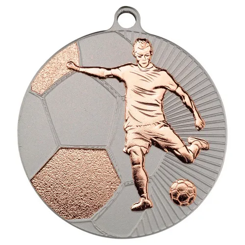 Football Two Colour Medal | Matt Silver & Bronze | 70mm, Buy Online in U...