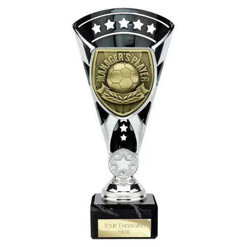Cobra Star Football Trophy | Managers Player | 210mm | Black & Silver, B...