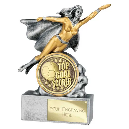 Hero Female Football Trophy | Top Scorer | 140mm | Silver & Gold, Buy On...