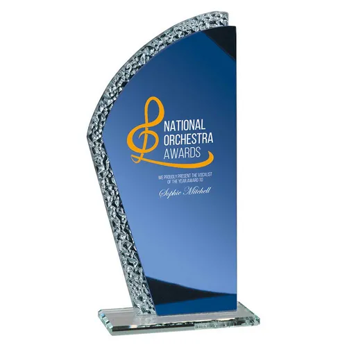 Hawk Glass Trophy | Blue | 185mm, Buy Online in UK from Tower Trophies